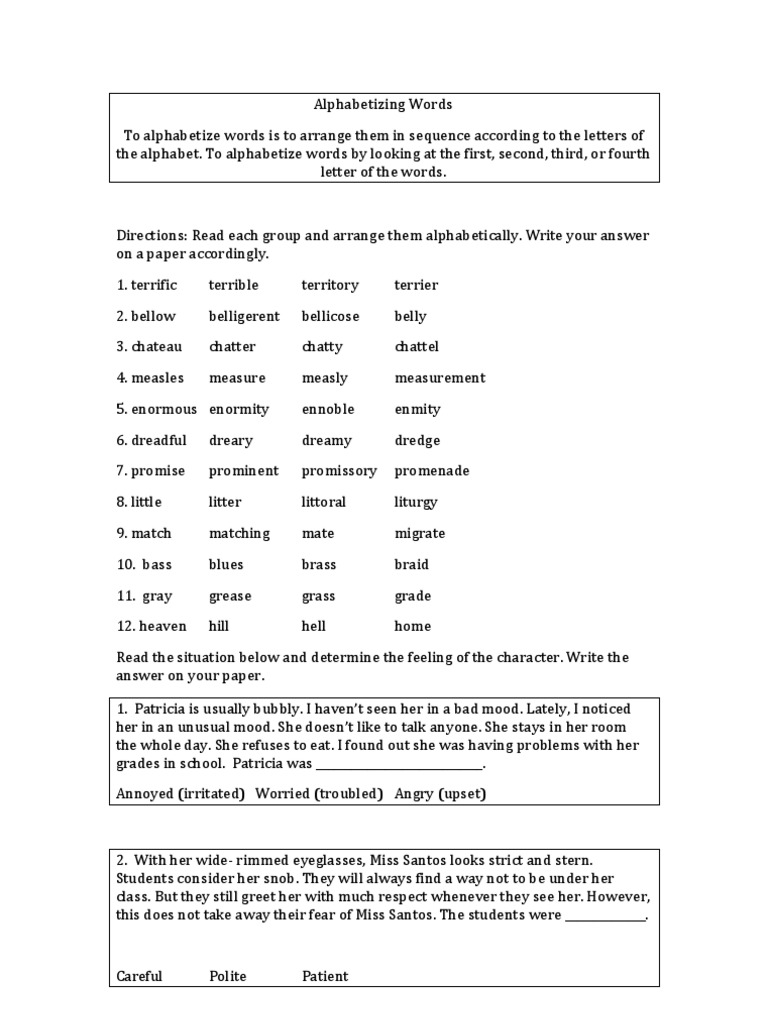 Alphabetizing Words | PDF | Writing | Linguistics