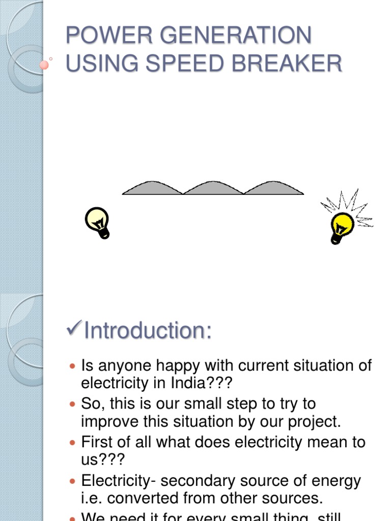 Speed Breaker Electricity Generation Project | PDF | Electric Generator ...
