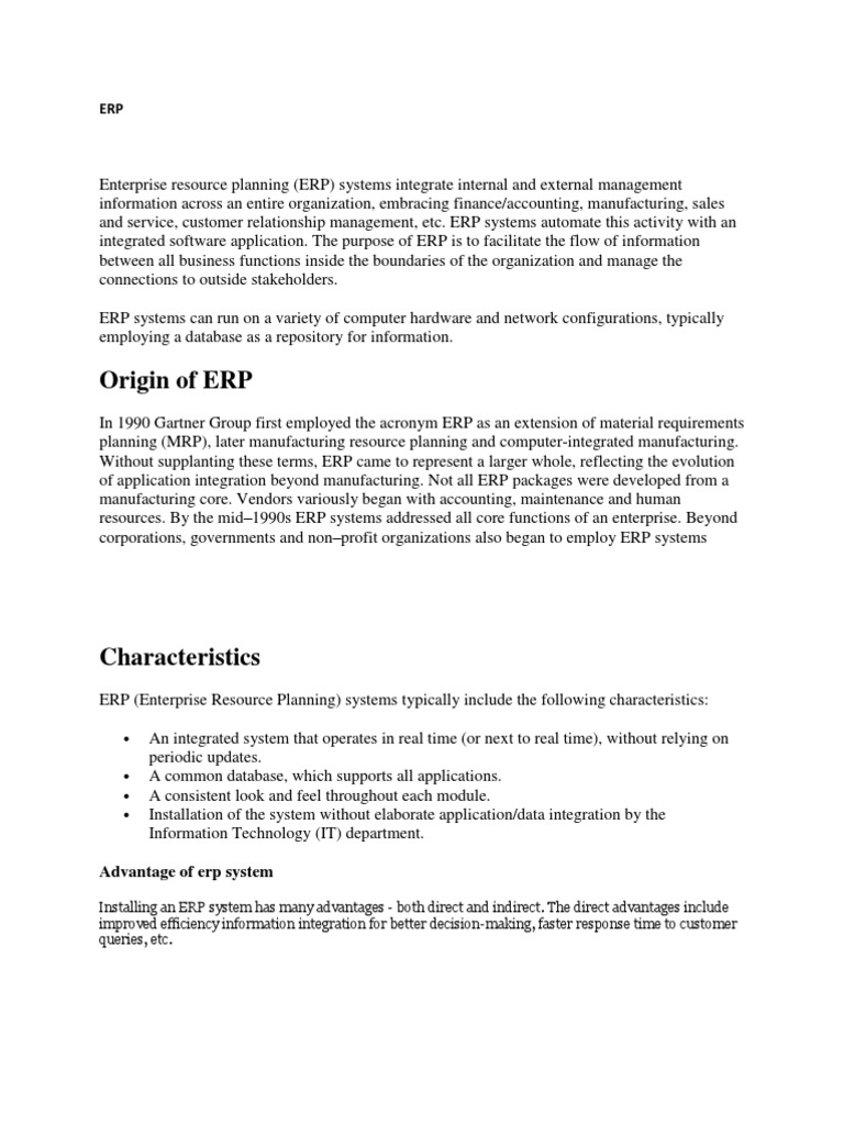 ERP Systems: Benefits and Challenges | PDF | Enterprise Resource ...