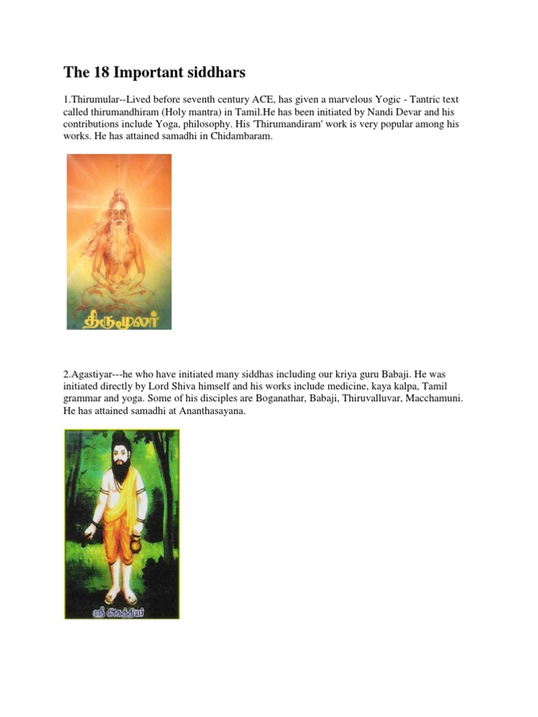 He 18 Important Siddha | PDF | Ancient Indian Philosophy | Yoga
