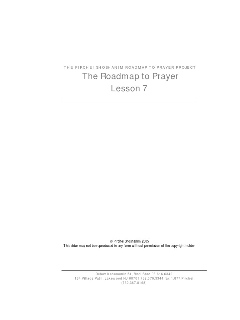 Roadmap To Prayer Lesson 07 | PDF | Jewish Behaviour And Experience ...