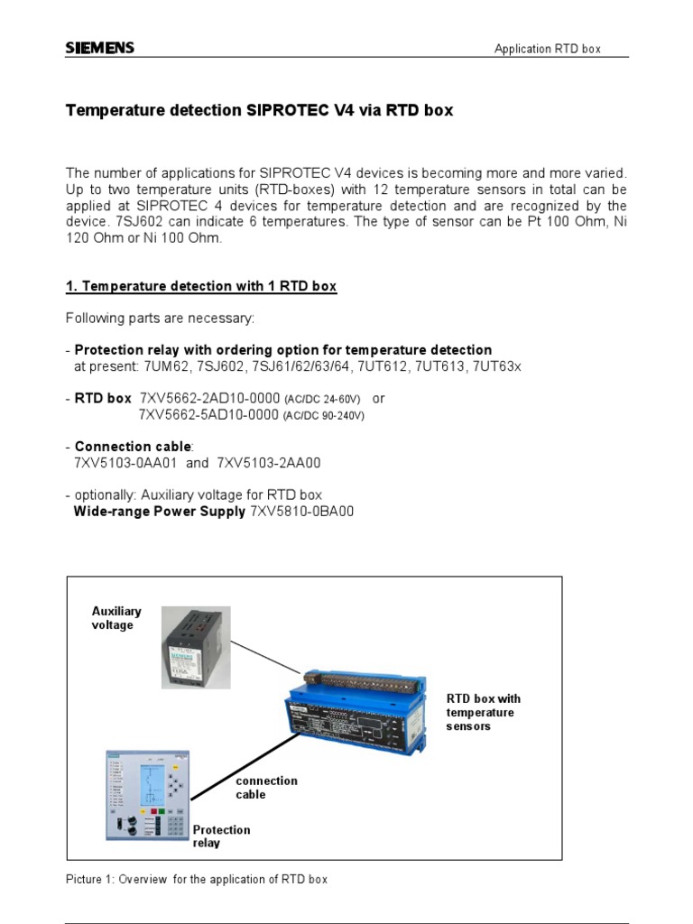 Temperature Detection SIPROTEC V4 Via RTD Box | PDF | Relay | Cable