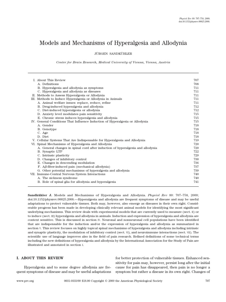Hiperalgesia Alodinia | PDF | Chemical Synapse | Long Term Potentiation