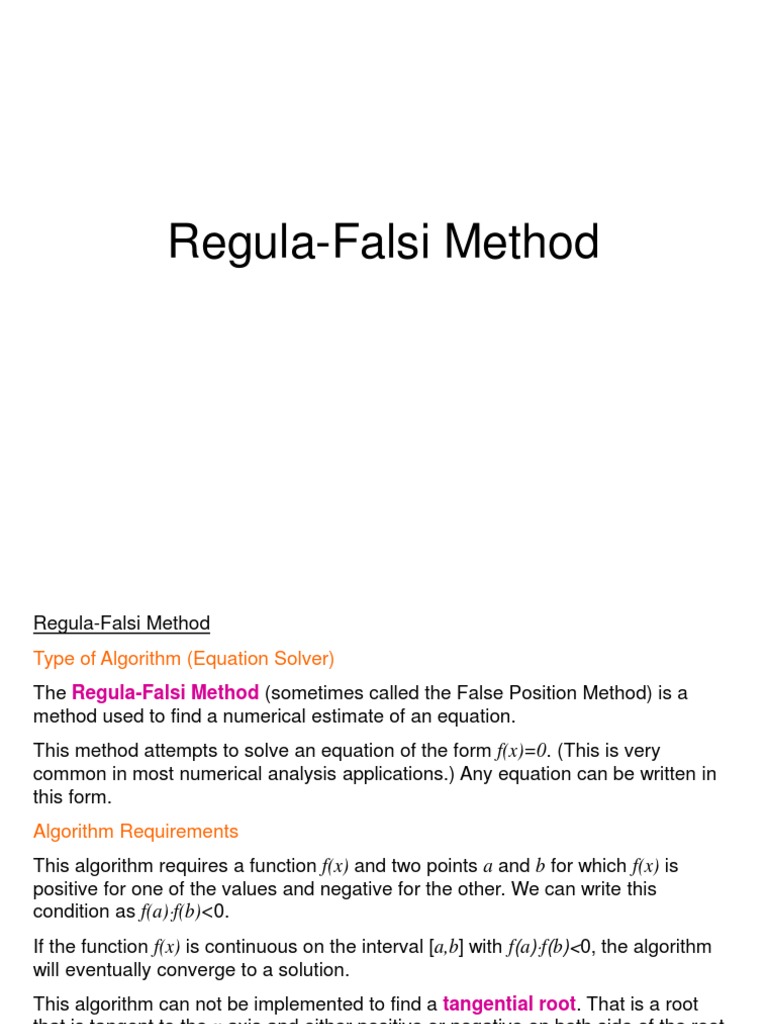 regula falsi | Equations | Algorithms