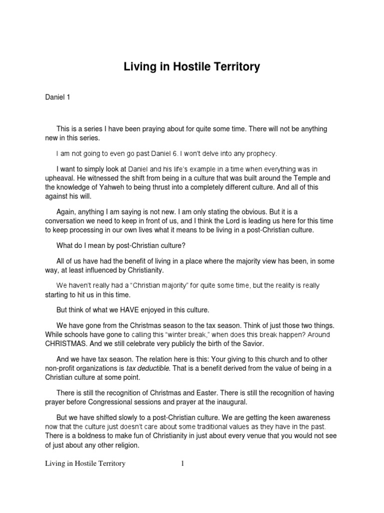 Living in Hostile Territory | PDF | Shadrach, Meshach, And Abednego ...