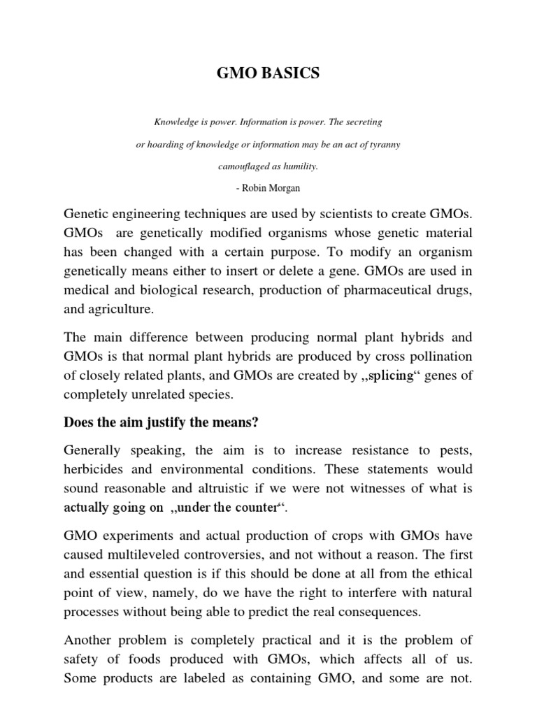 Understanding GMOs: Risks and Controversies | PDF | Wellness | Science ...
