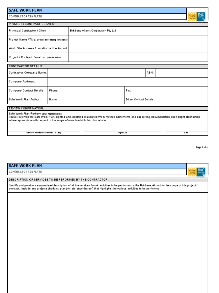 Contractor SWP Template | PDF | Safety | Occupational Safety And Health