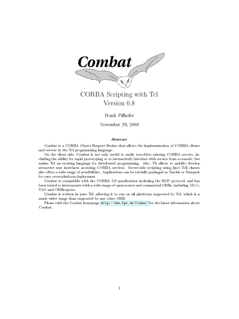Corba Scripting With Tcl Frank Pilhofer November 29 2008 Pdf Common Object Request Broker