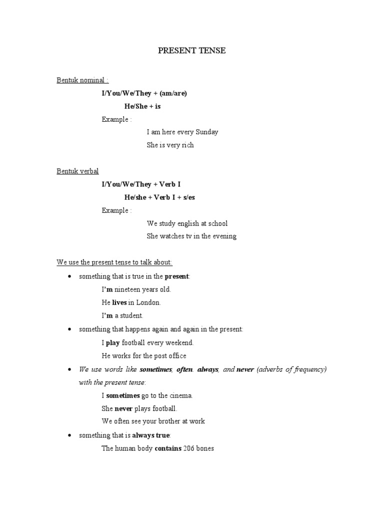 Present Tense Guide for Learners | PDF | Foreign Language Studies