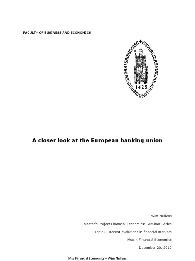 European Banking Union | PDF | European Central Bank | Central Banks