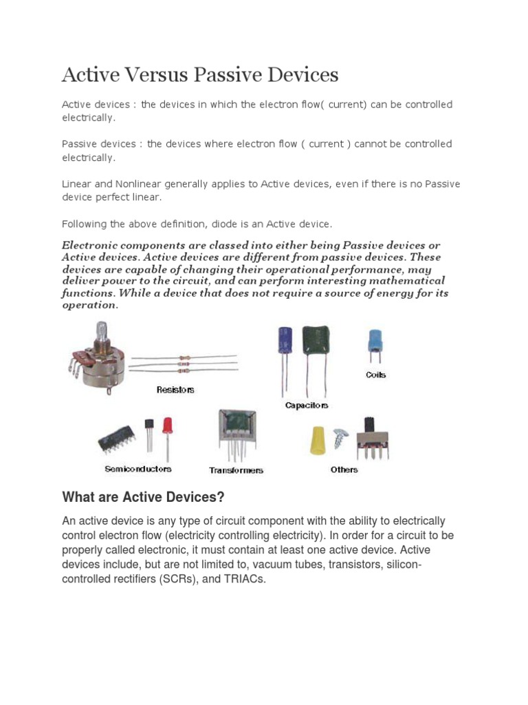 Active Versus Passive Devices | Passivity (Engineering) | Electronic ...
