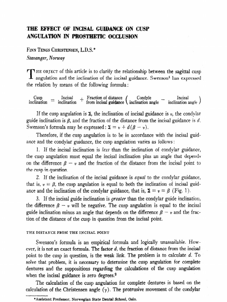 Incisal Guidance Vs Cusp Angl | PDF | Tooth | Animal Anatomy