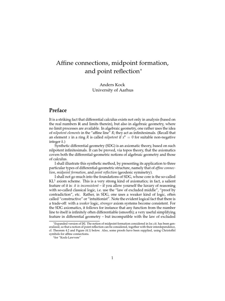 Affine Connections, Midpoint Formation, and Point Reflection | PDF ...