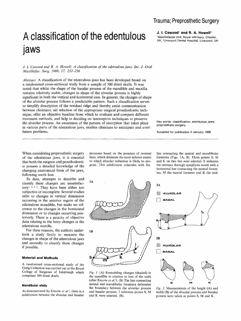 Edentulous Jaws - Classification | PDF | Human Head And Neck | Human ...