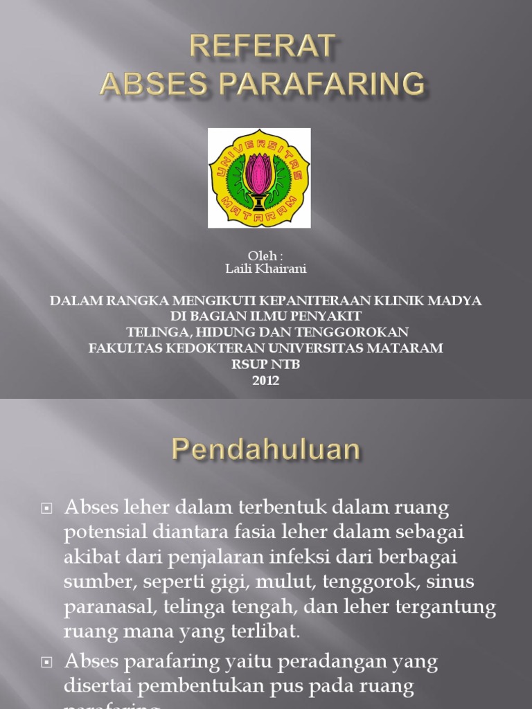 Abses Parafaring dan Penanganannya | PDF | Ilmu Sosial | Kesehatan Holistik