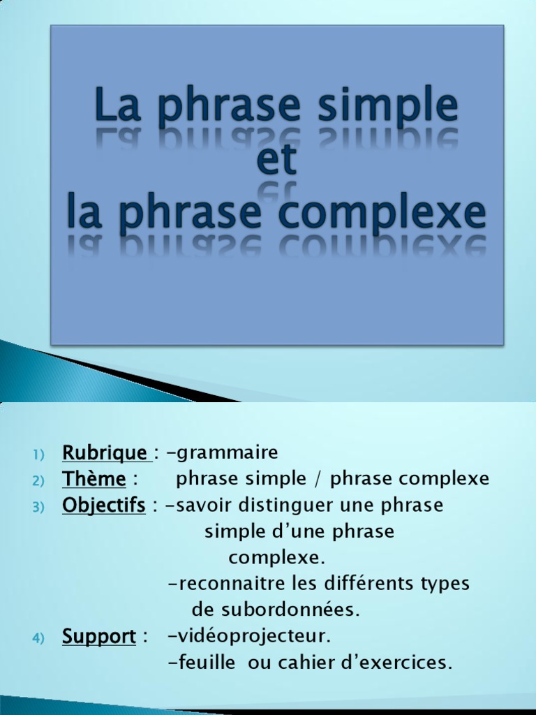 Phrase Simple Et Complexe | PDF | Clause | Syntaxe