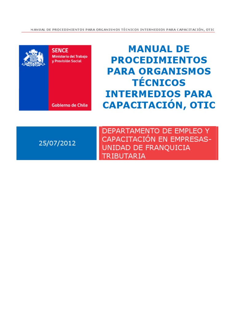 Manual de Procedimientos para OTEC | PDF | Estatuto de limitaciones | Derecho laboral
