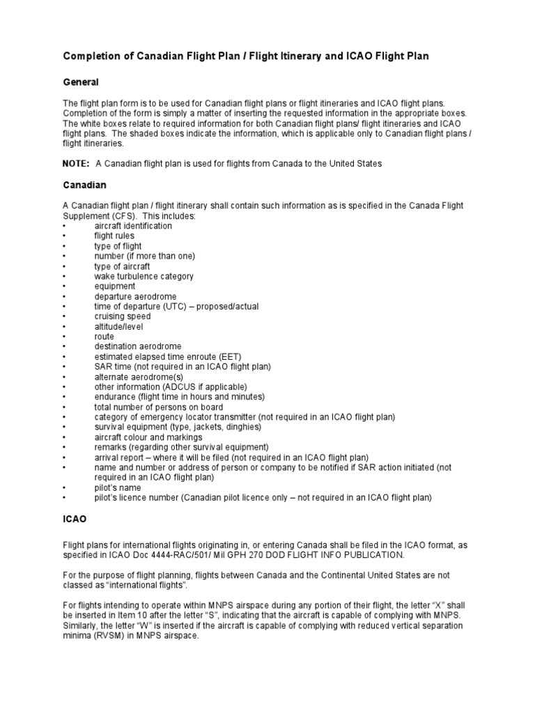 Icao Flight Plan Form | PDF | Transponder (Aeronautics) | Instrument Flight Rules