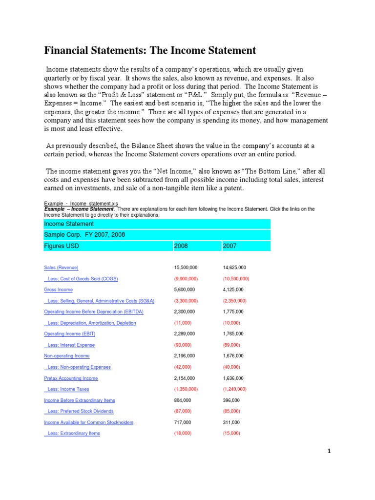Financial Statement Definitions | PDF | Income Statement | Revenue