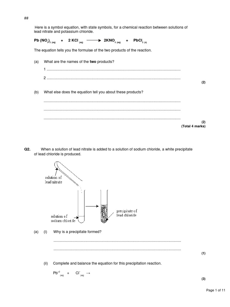 C2 Representing Reactions Intermediate | PDF | Chloride | Sodium Chloride