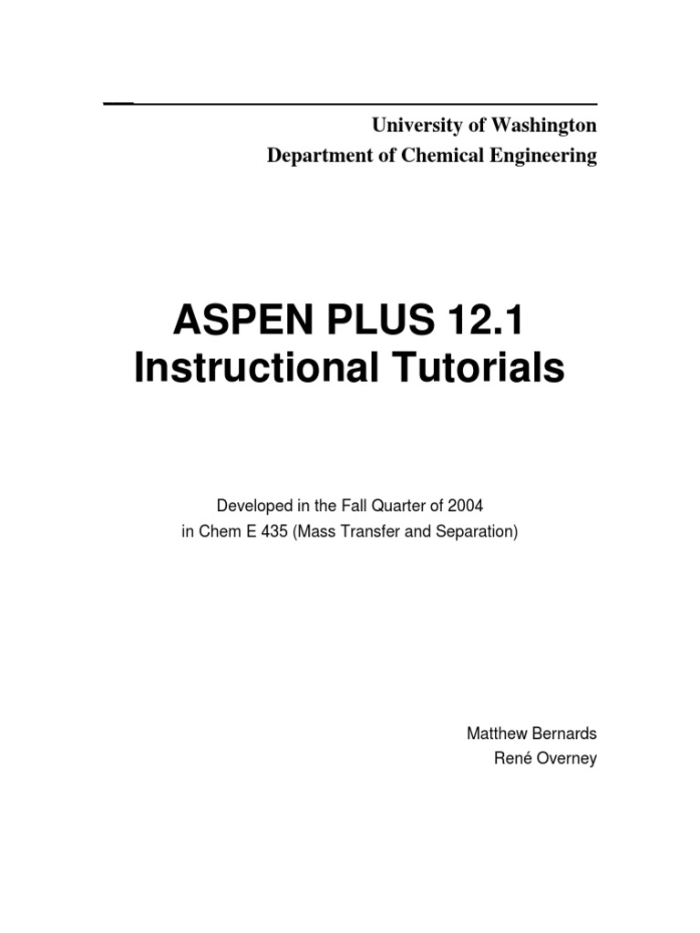 Aspen Plus 12.1 Tutorial | PDF