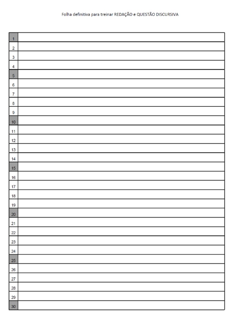 Modelo de Folha para Redação | PDF