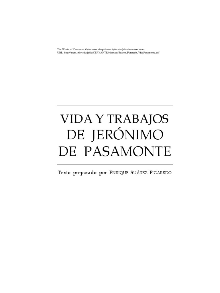 Vida y Trabajos de Jerónimo de Pasamonte | PDF | Don Quijote | Miguel ...