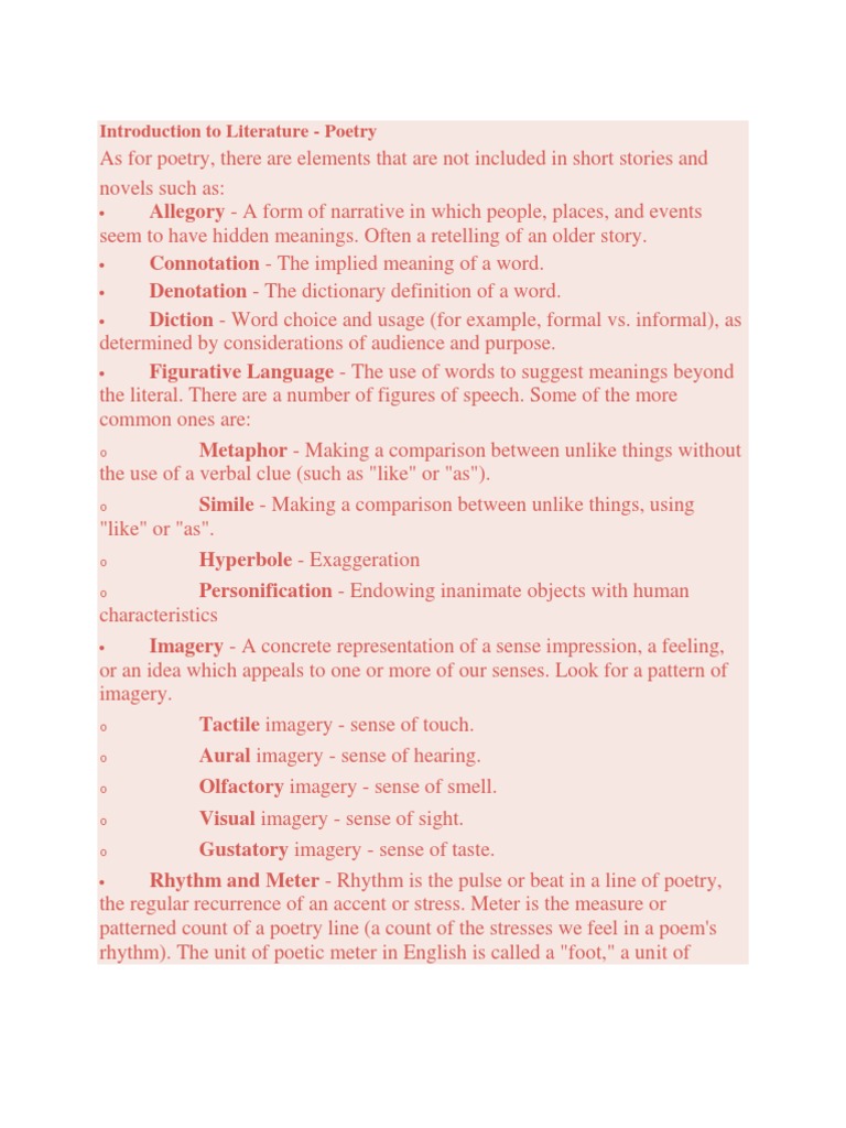 Key Elements of Poetry Explained | PDF | Metre (Poetry) | Poetry