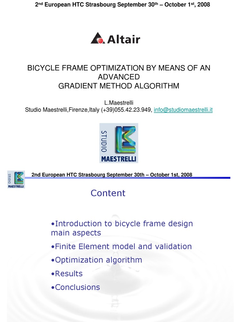 Optimization of Bicycle Frame Design Through Finite Element Analysis ...