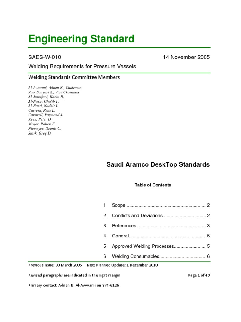Aramco Welding Standards for Pressure Vessels | PDF | Welding ...