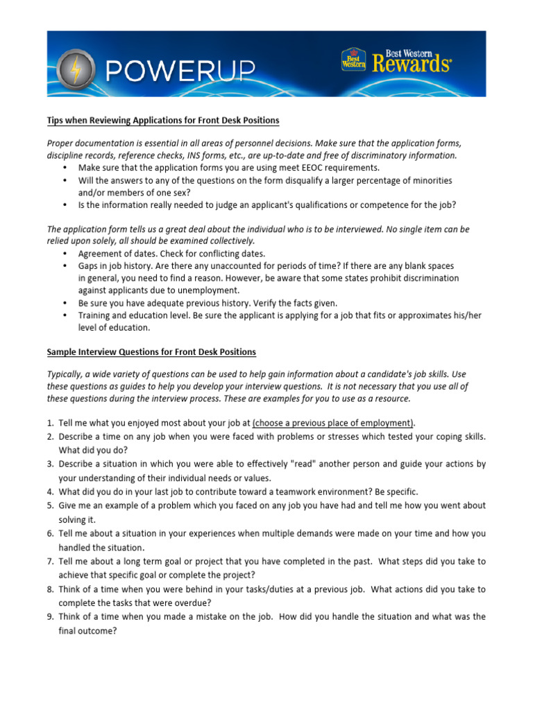 Front Desk Application Review Tips | PDF | Behavioural Sciences | Cognition