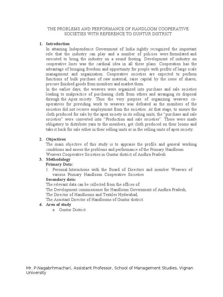 Research Proposal | PDF | Loom | Weaving