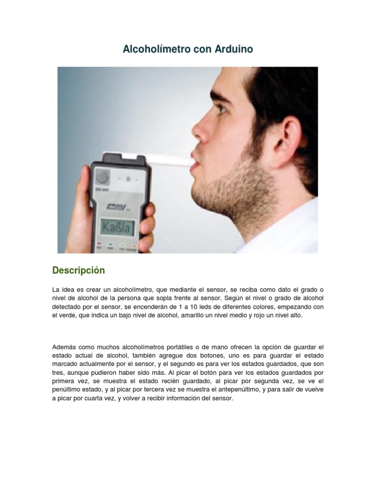 Alcoholimetro Con Arduino | PDF | Arduino | Diodo emisor de luz
