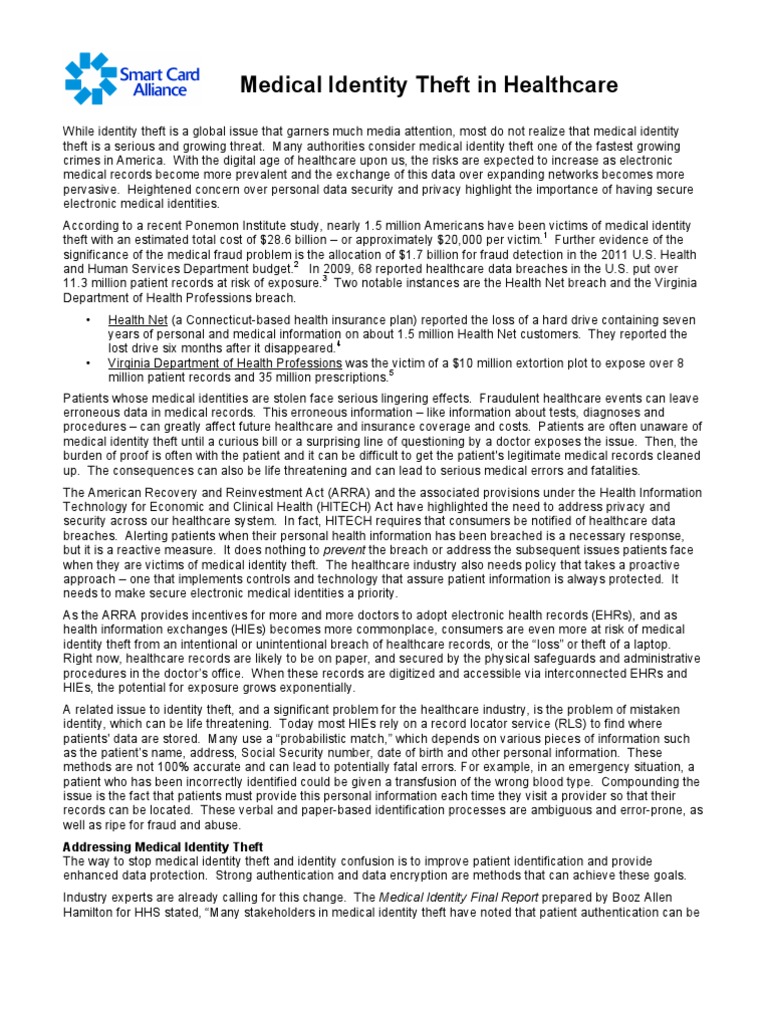 Medical Identity Theft | PDF | Electronic Health Record | Identity Theft