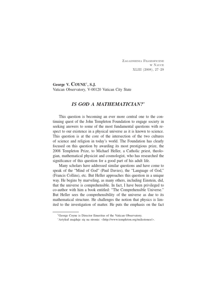 George v. Coyne - Is God A Mathematician | PDF | Physics | Relationship ...