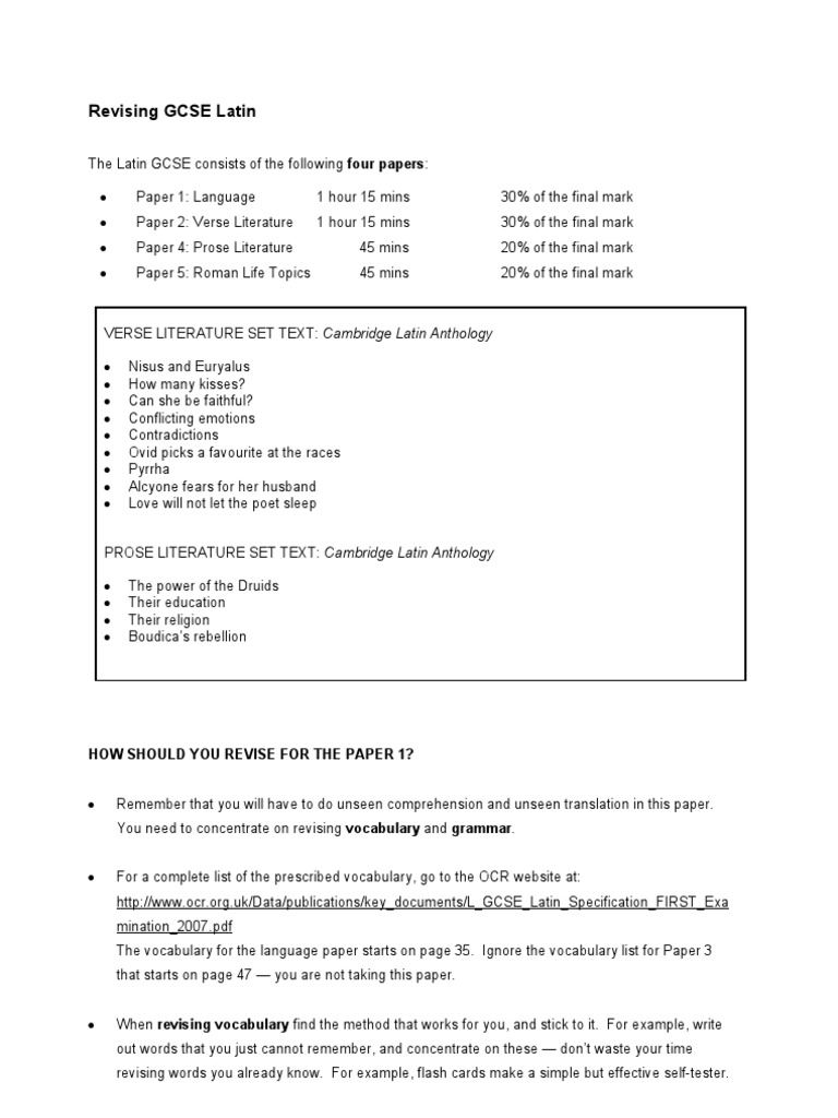 Gcse Latin | PDF | Latin | Translations