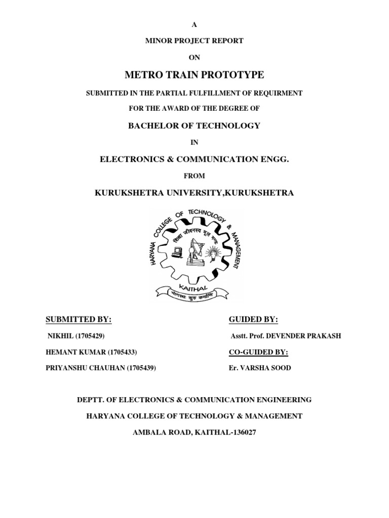 Metro Train Prototype Project Report | PDF | Resistor | Computer Program