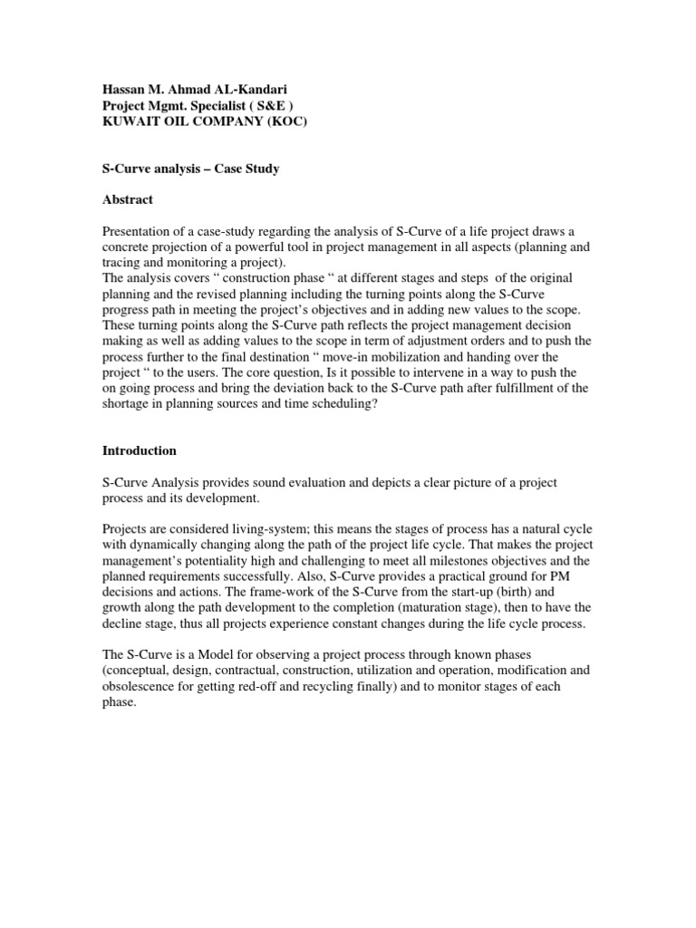 S-Curve Analysis - Project Lifecycle | PDF | Logistic Function ...