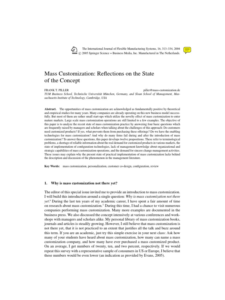 Problems With Mass Customization | PDF | Strategic Management | Risk