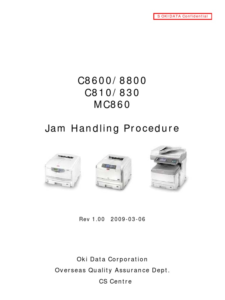 Oki mc860 Jam Removal Procedure | PDF | Equipment | Manufactured Goods