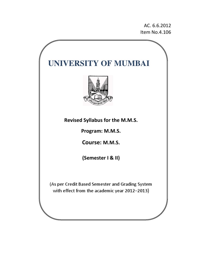 Mumbai University MMS Syllabus PDF
