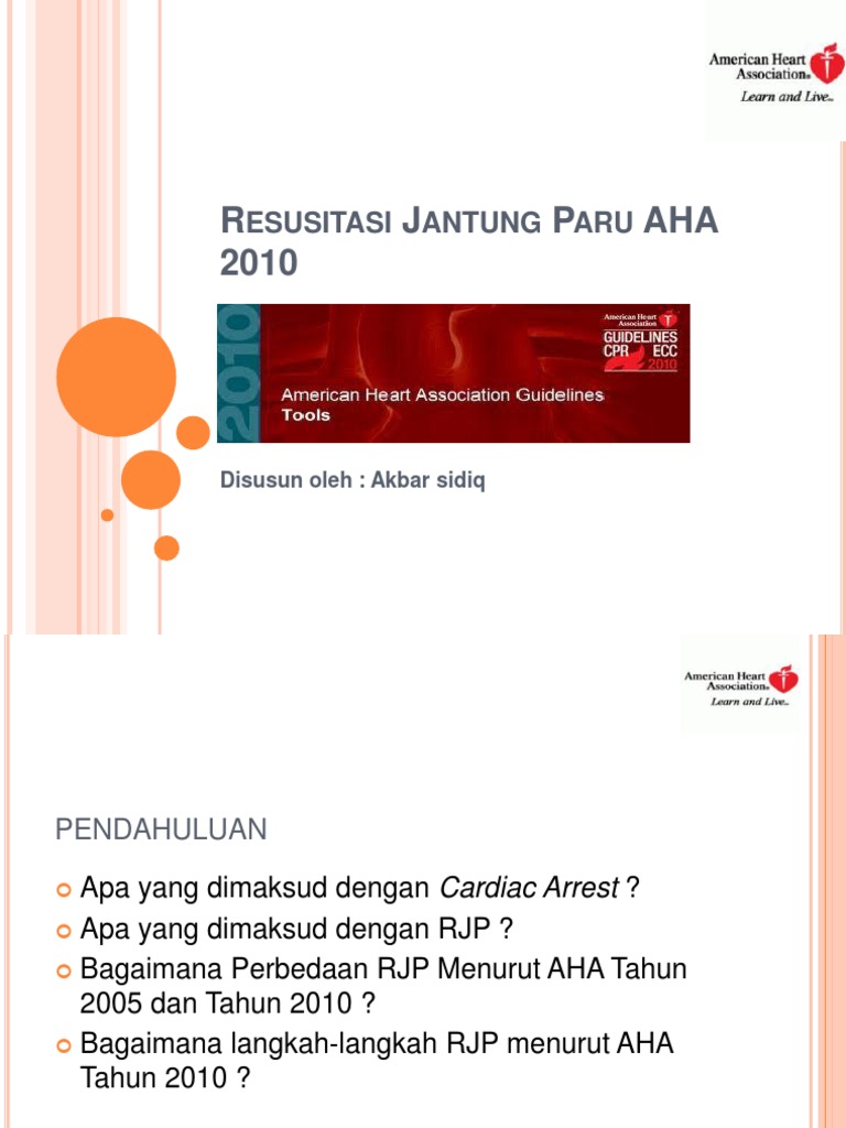 Panduan RJP AHA 2010: Prosedur dan Perubahan | PDF | Pengembangan Diri