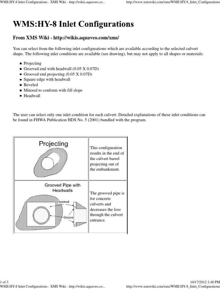 Inlet Configurations | PDF | Spillway | Civil Engineering
