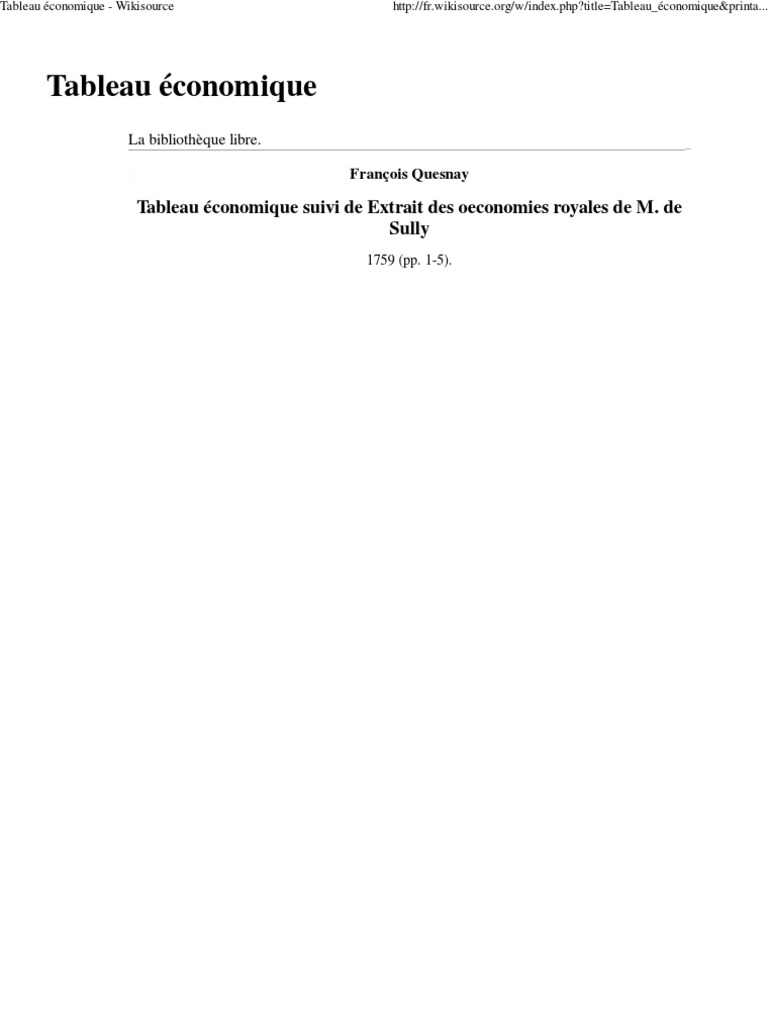 François Quesnay, tableau économique | Impôts | Commerce