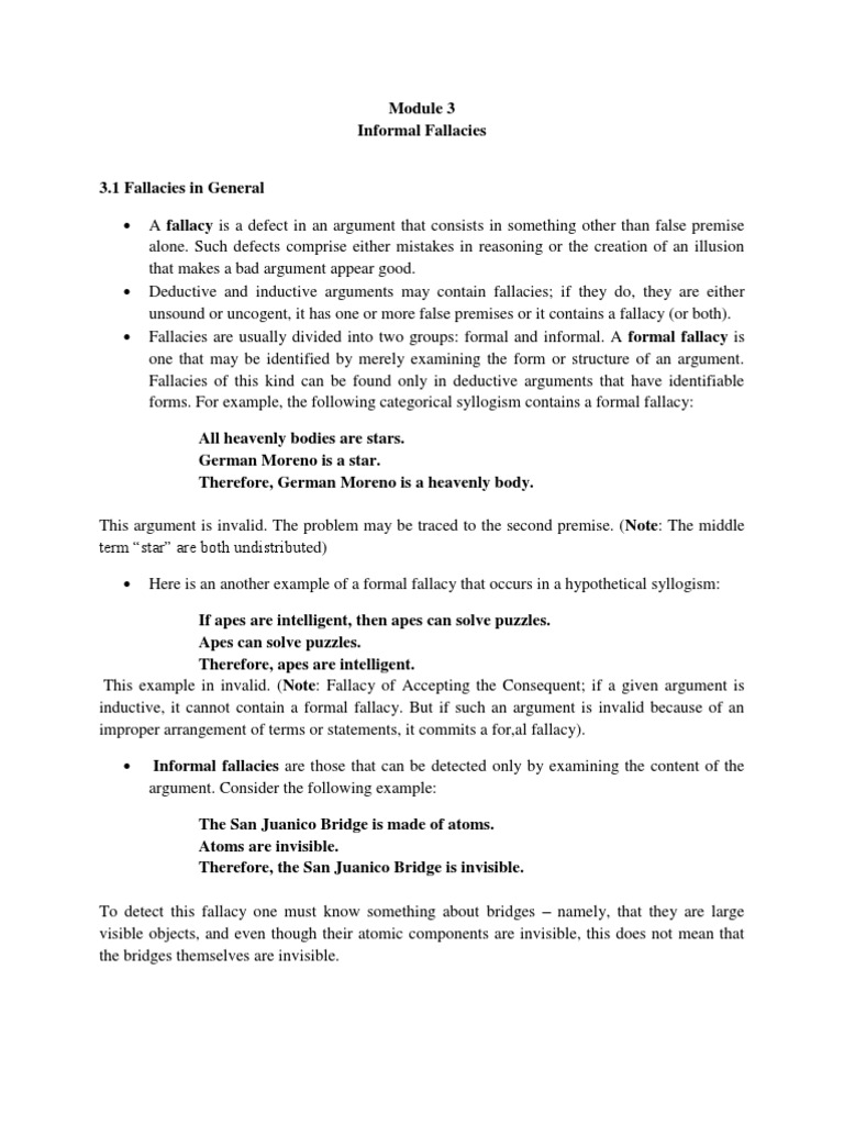 An Overview of Formal and Informal Fallacies in Arguments | PDF ...