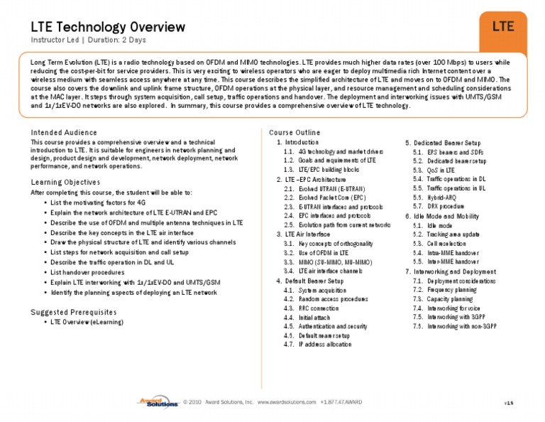 Award LTE Technology Overview | PDF | Lte (Telecommunication) | 4 G