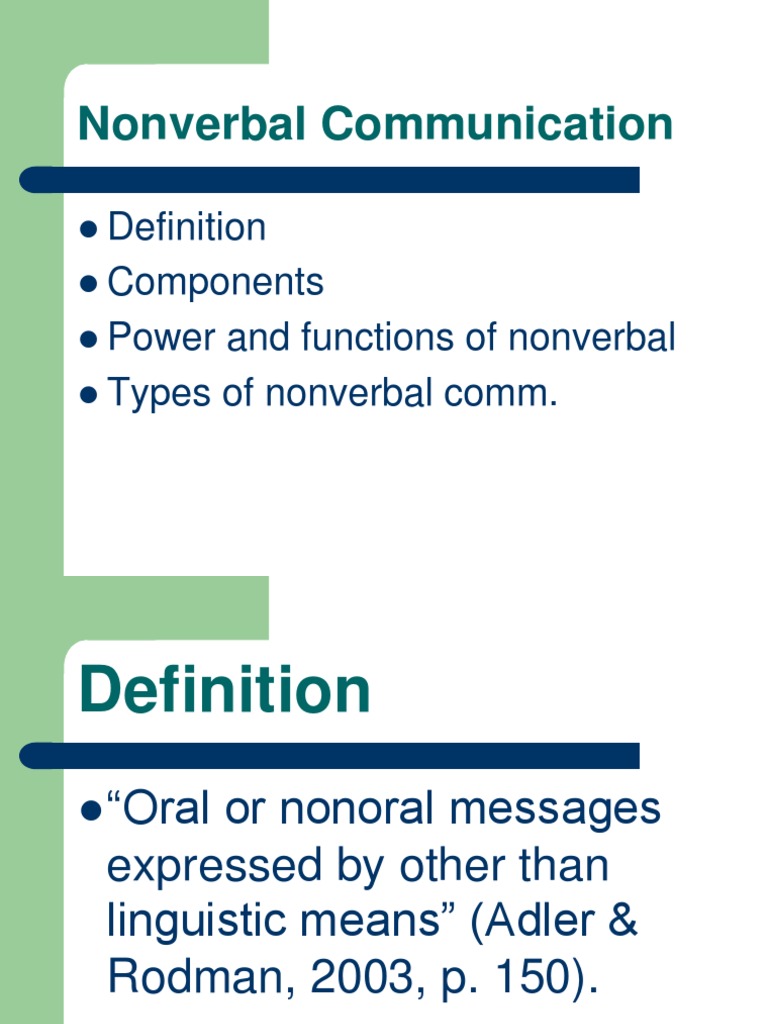 Nonverbal Communication: Components Power and Functions of Nonverbal ...