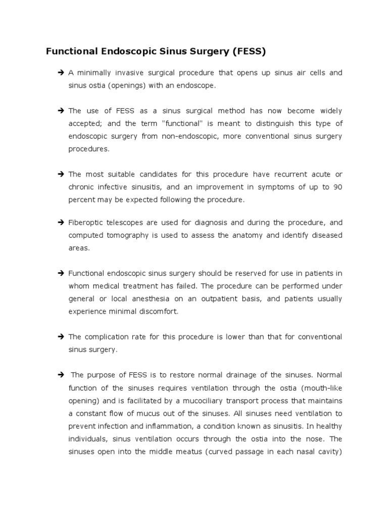 An Overview of Functional Endoscopic Sinus Surgery (FESS): Indications ...