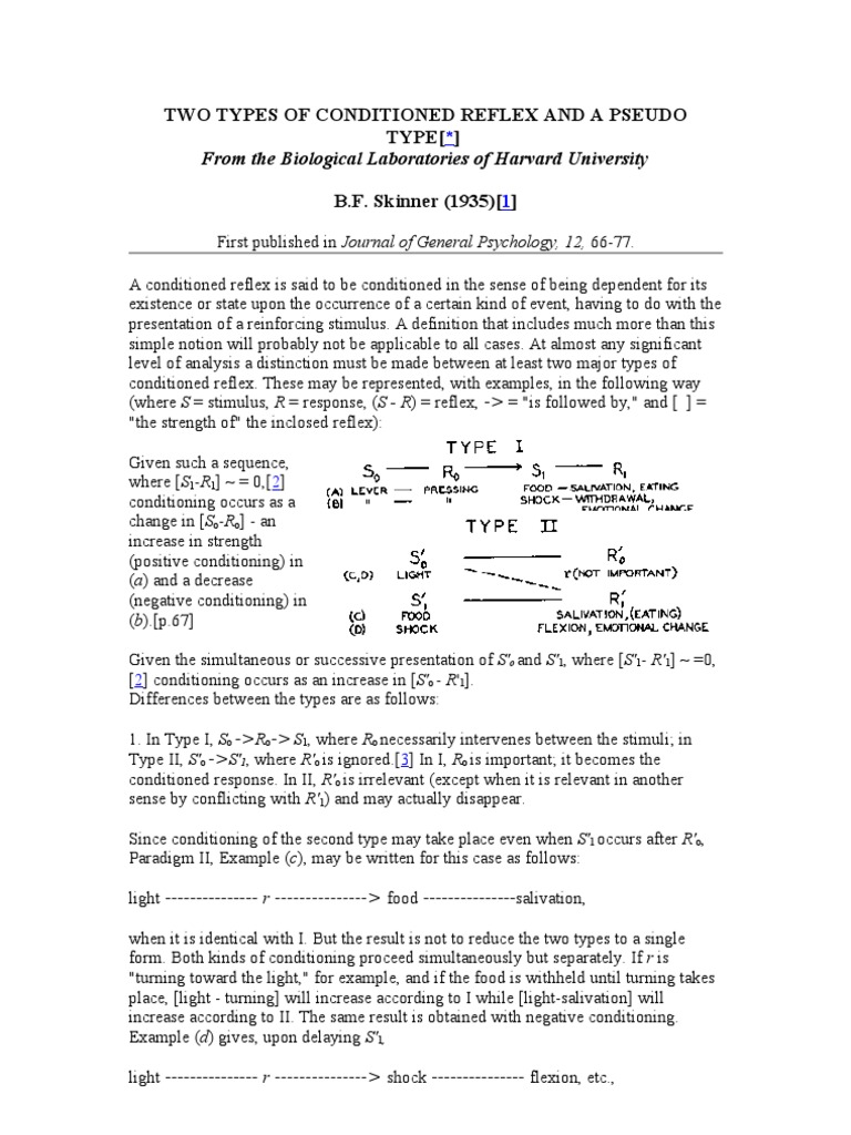 1935 - Two Types of Conditioned Reflex and A Pseudo Type | PDF ...