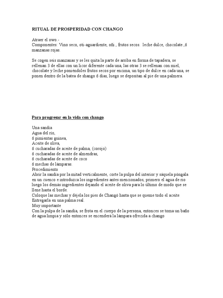 Rituales de Prosperidad Con Chango.y Otros | PDF | Oración | Rituales